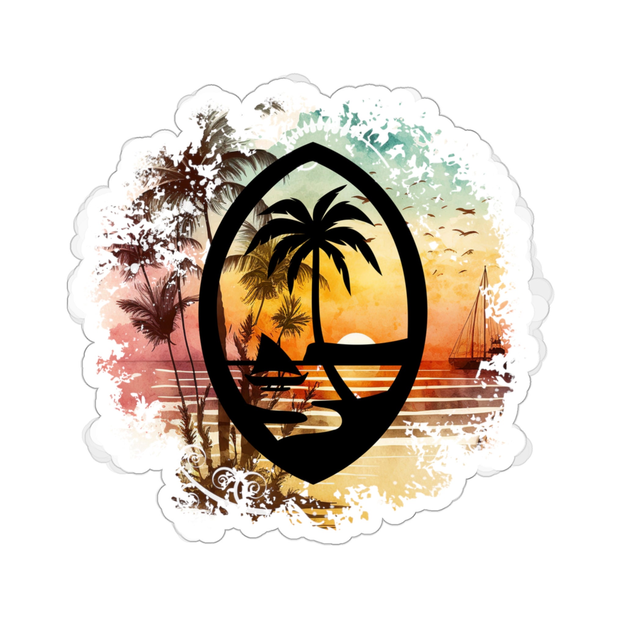 Guam Sunrise Kiss-cut Stickers, Guam Kiss Cut Sticker, Tropical Island ...