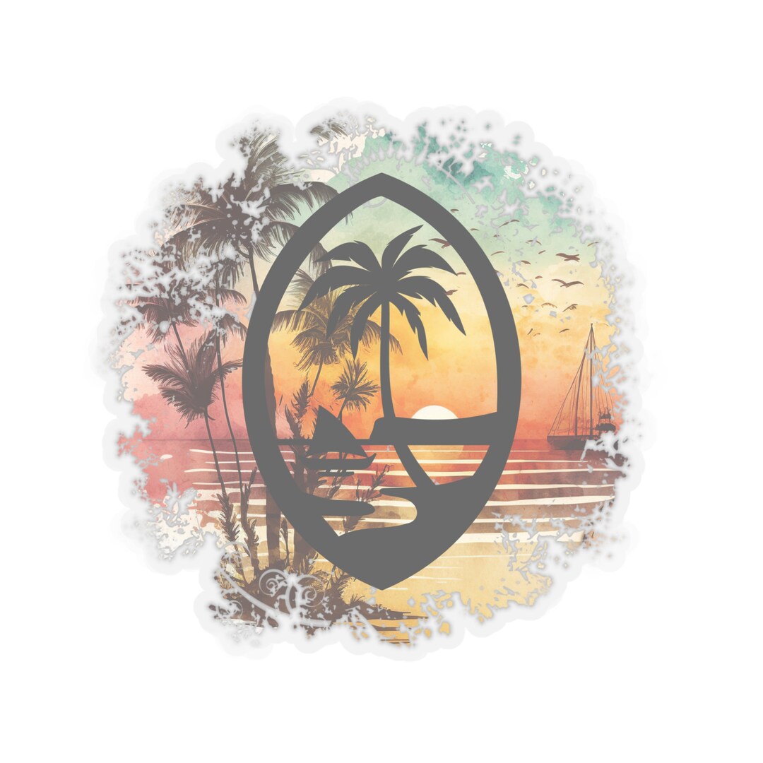 Guam Sunrise Kiss-cut Stickers, Guam Kiss Cut Sticker, Tropical Island ...