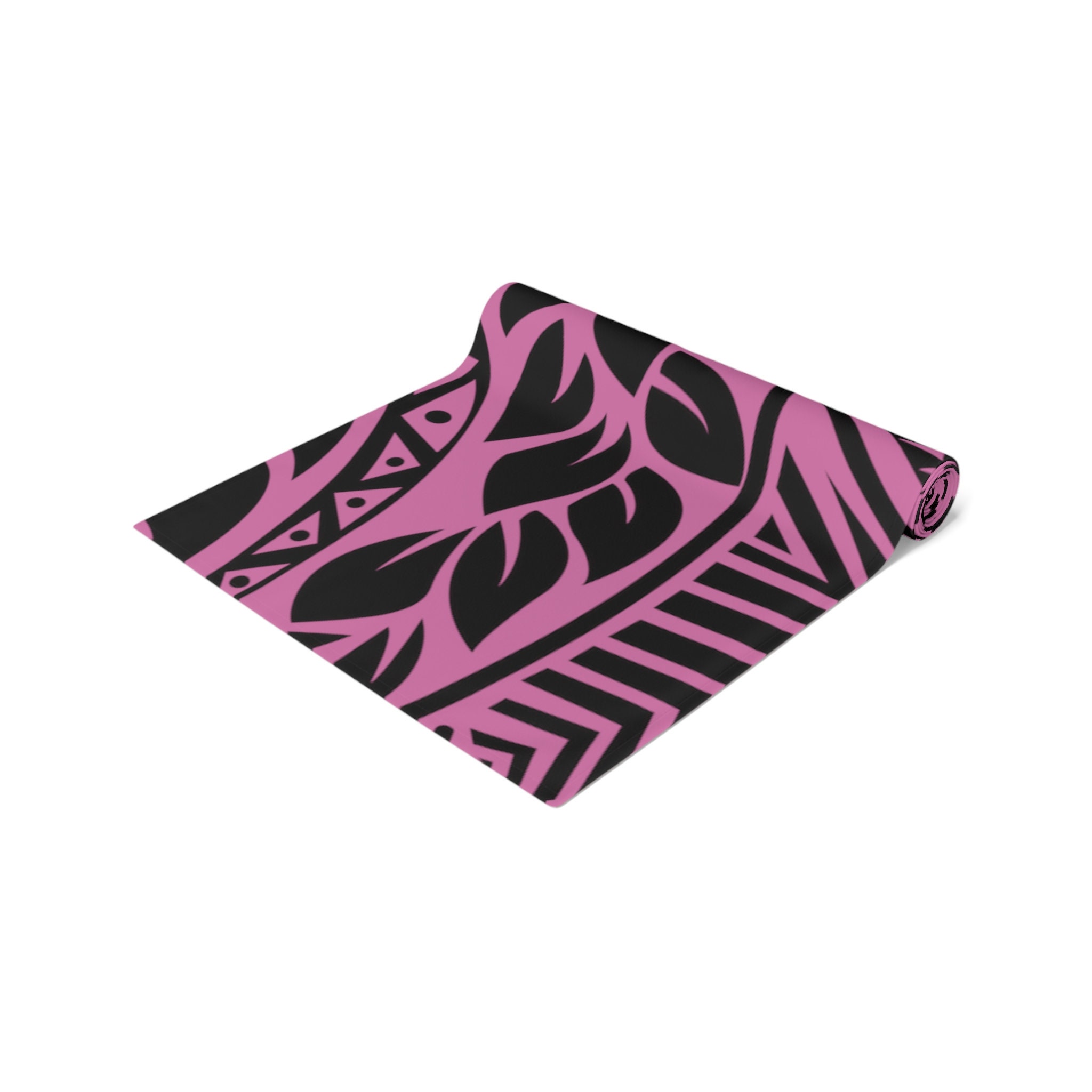 Polynesian Tribal in Black & Light Pink Table Runner, Polynesian Table ...