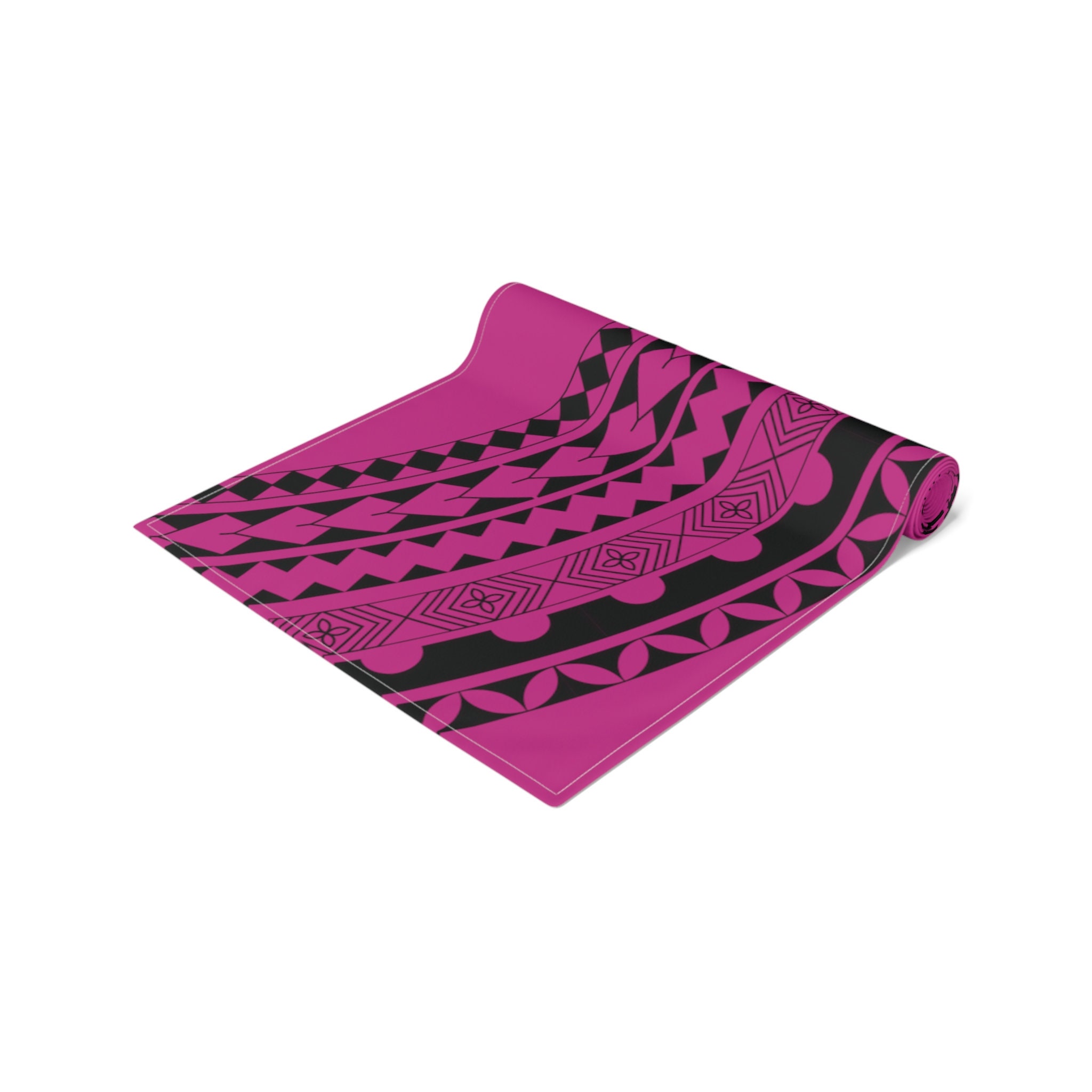 Polynesian Tribal Curves in Black & Pink Table Runner, Polynesian Table ...