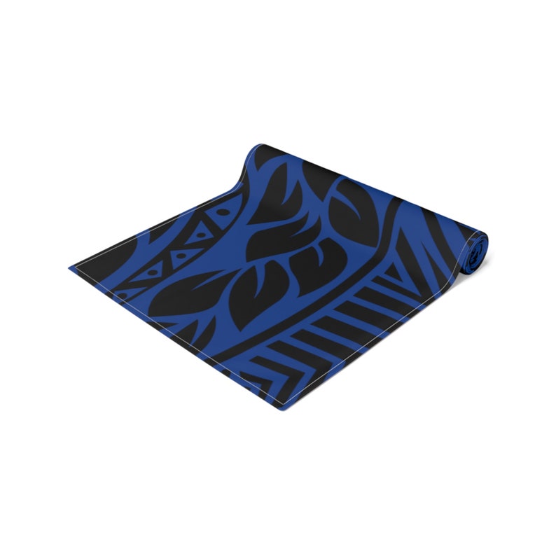 Polynesian Tribal in Black & Dark Blue Table Runner, Polynesian Table ...