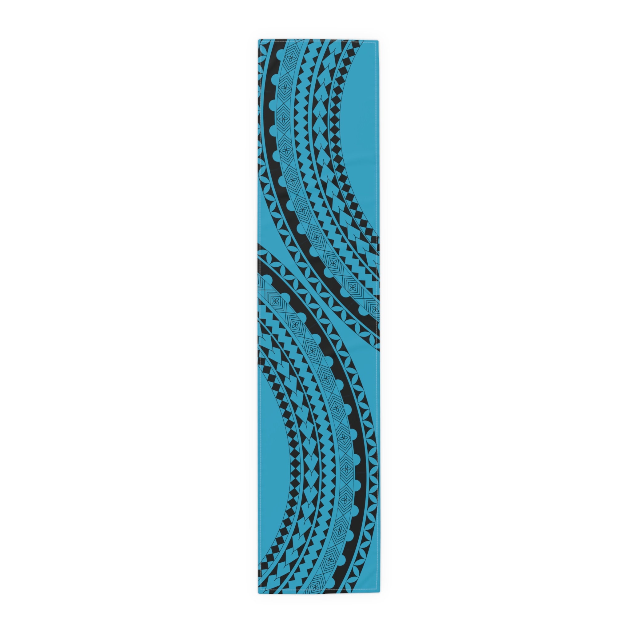 Polynesian Tribal Curves in Black & Turquoise Table Runner, Polynesian ...