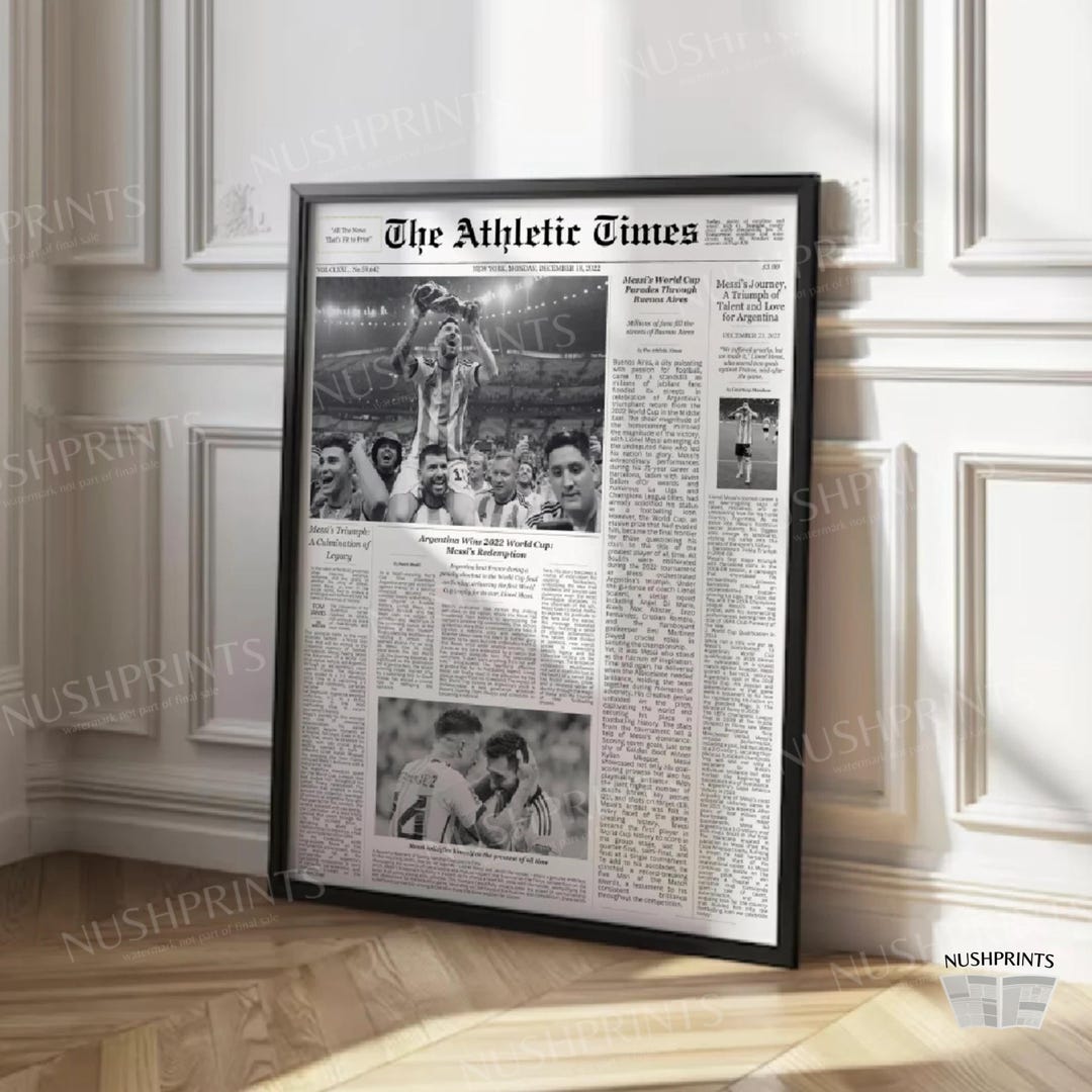 Messi World Cup Newspaper Poster | Historic Soccer Gift | Digital ...