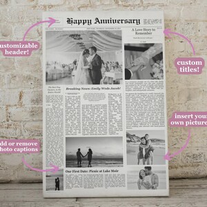Custom Newspaper Headline Romantic Gift Wedding Anniversary Birthday ...