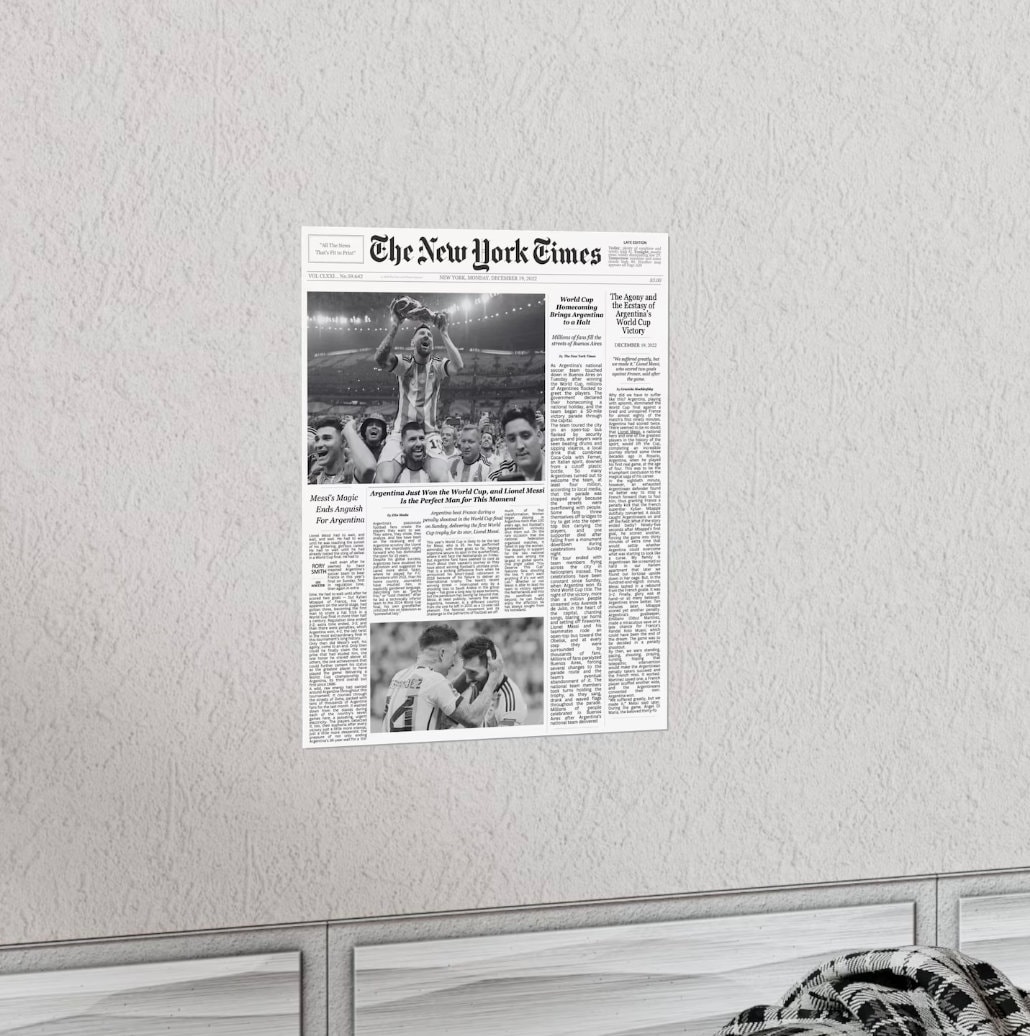 Messi Newspaper Poster Digital File, Sports Soccer Poster, Gift, Messi ...