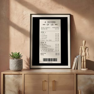 Custom Song Receipt Poster, Apartment Wall Decor, Gift for Him, Custom ...