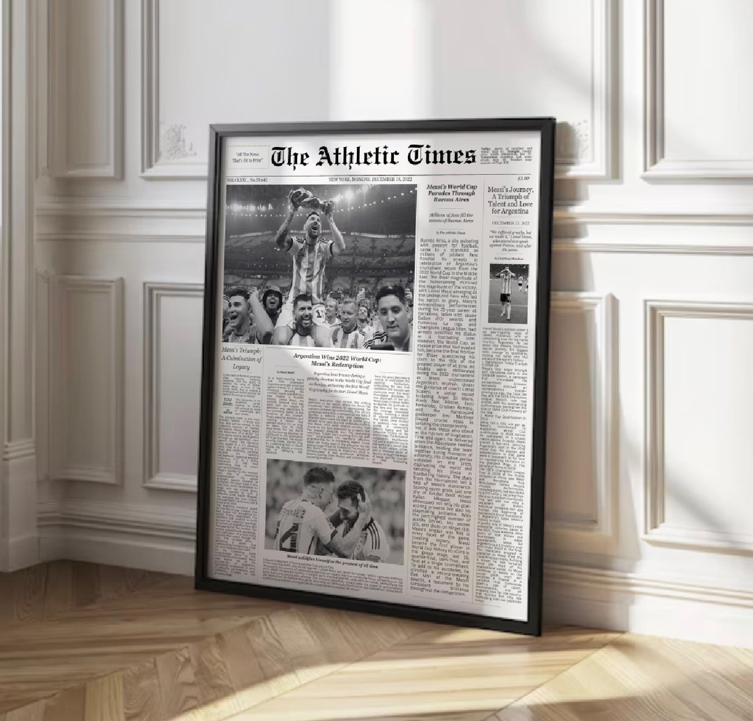 Messi Newspaper Poster Digital File, Sports Soccer Poster, Gift, Messi ...