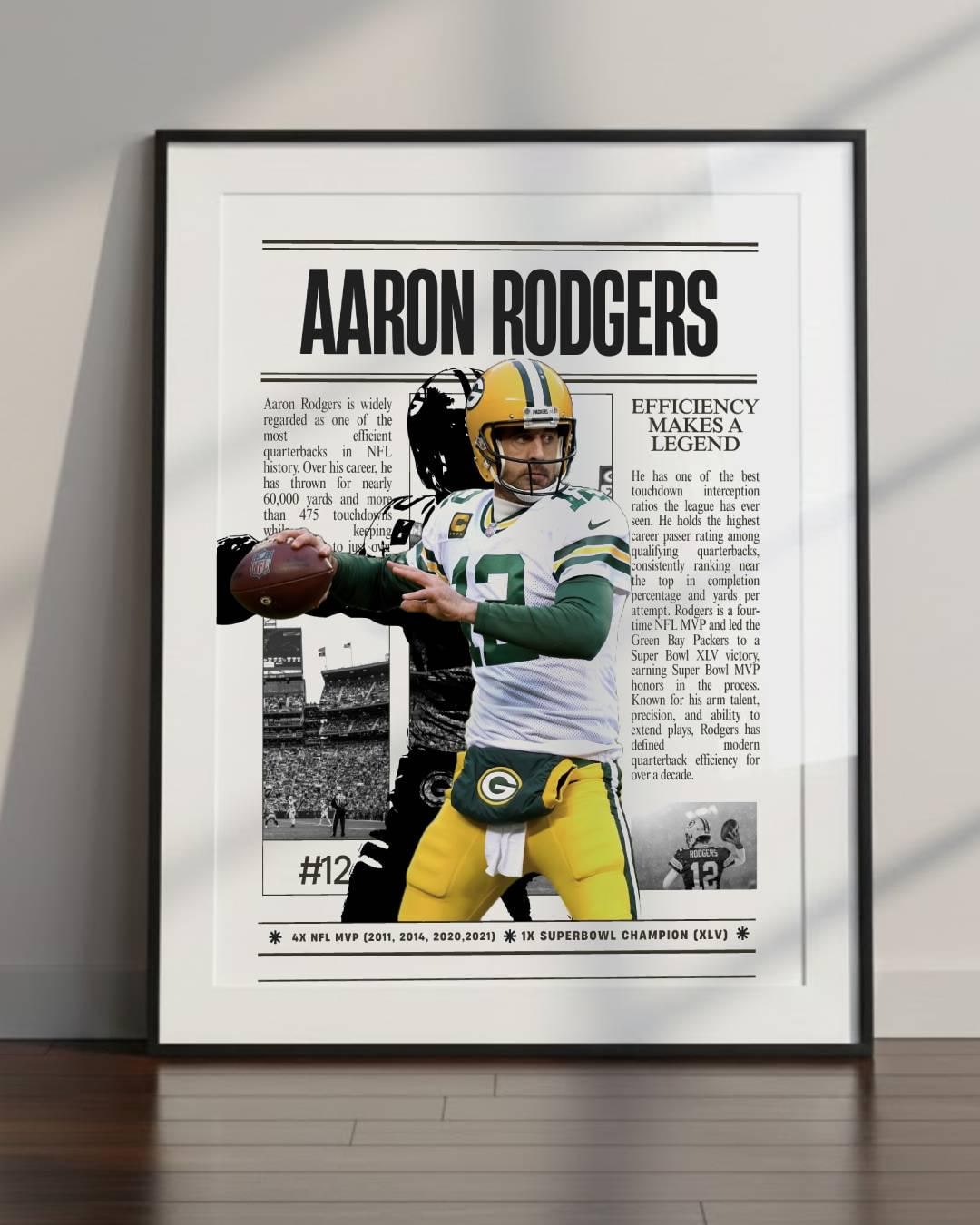 Aaron Rodgers 3D Newspaper Poster | MVP Stats Football Wall Art | Boys ...