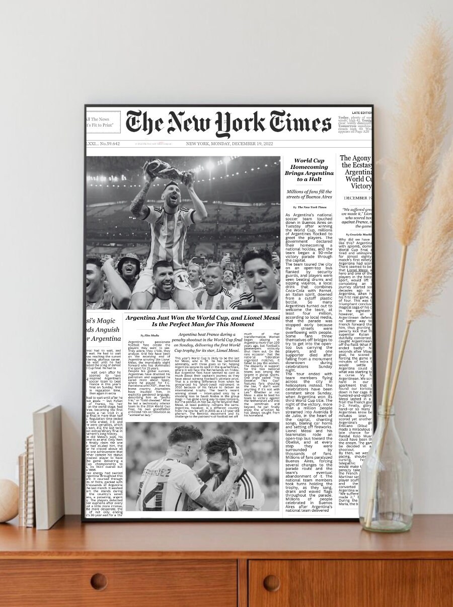 Messi Newspaper Poster Digital File, Sports Soccer Poster, Gift, Messi ...