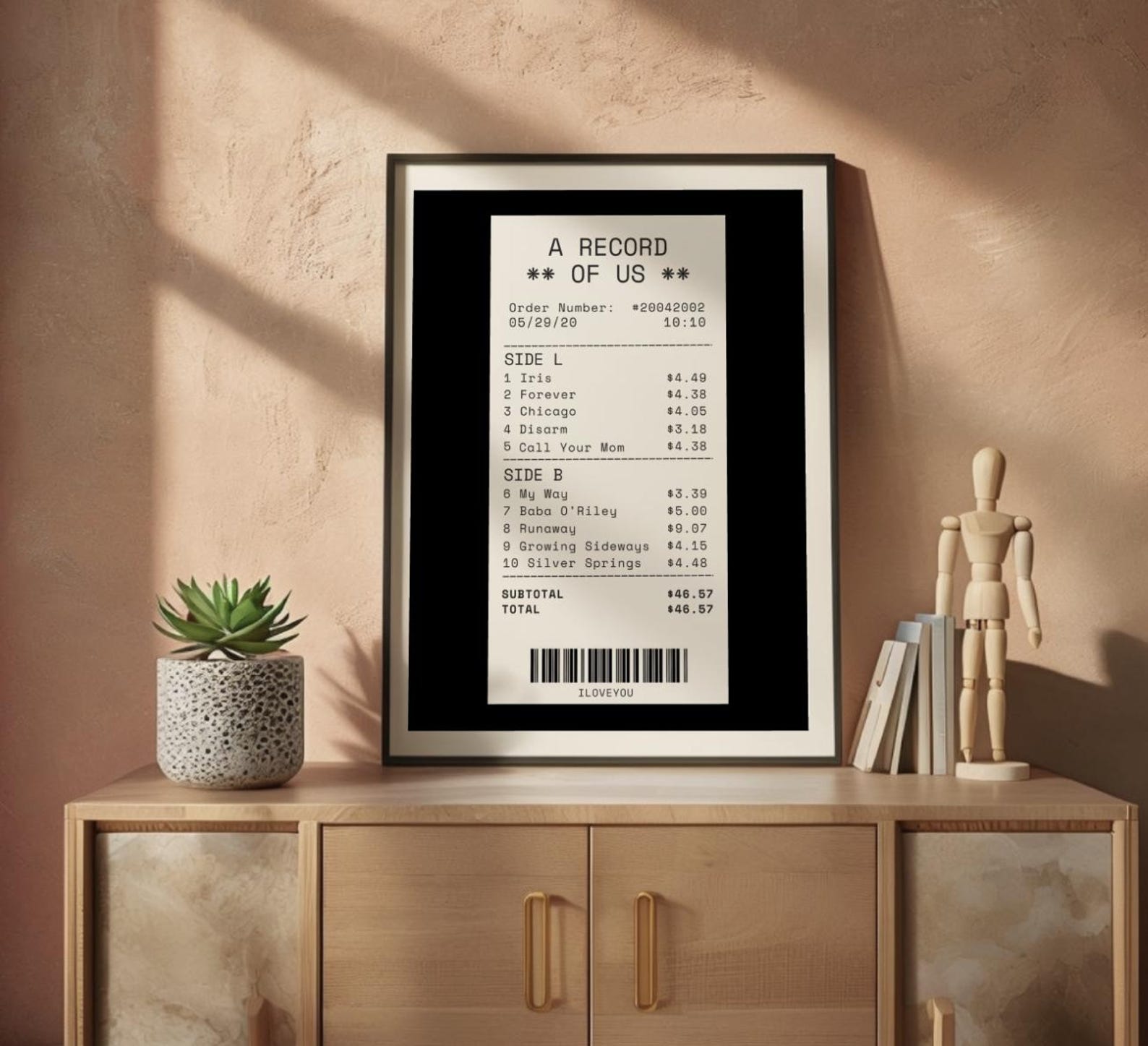 Song Receipt Poster, Apartment Wall Decor, Custom Anniversary ...