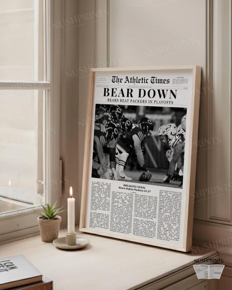 Bears Vs Packers Newspaper, Historic NFL Playoff Victory Poster ...