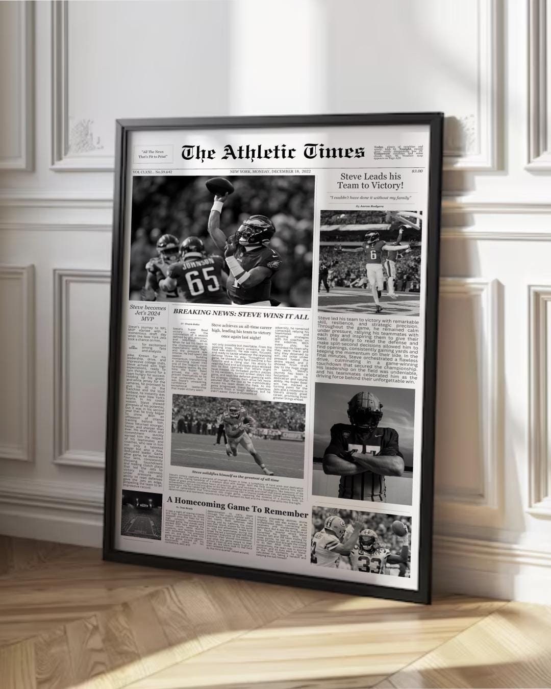 Custom Newspaper Headline Sports Athlete Boyfriend Gift, Gift for Him ...