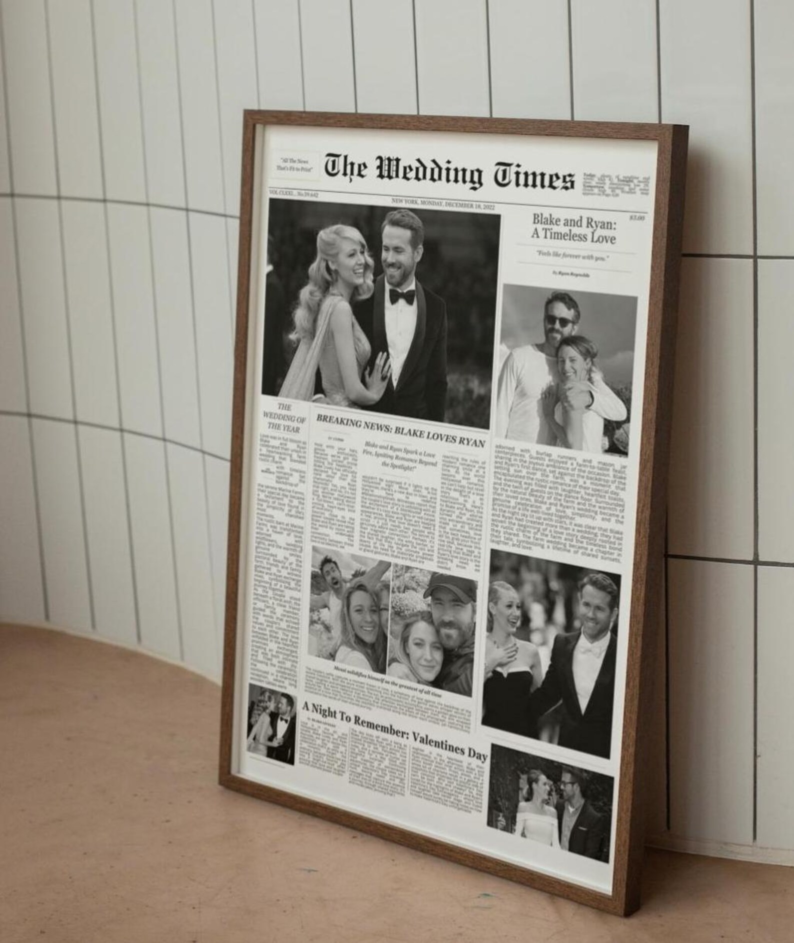 Custom Newspaper Headline Romantic Gift Wedding Anniversary Birthday ...