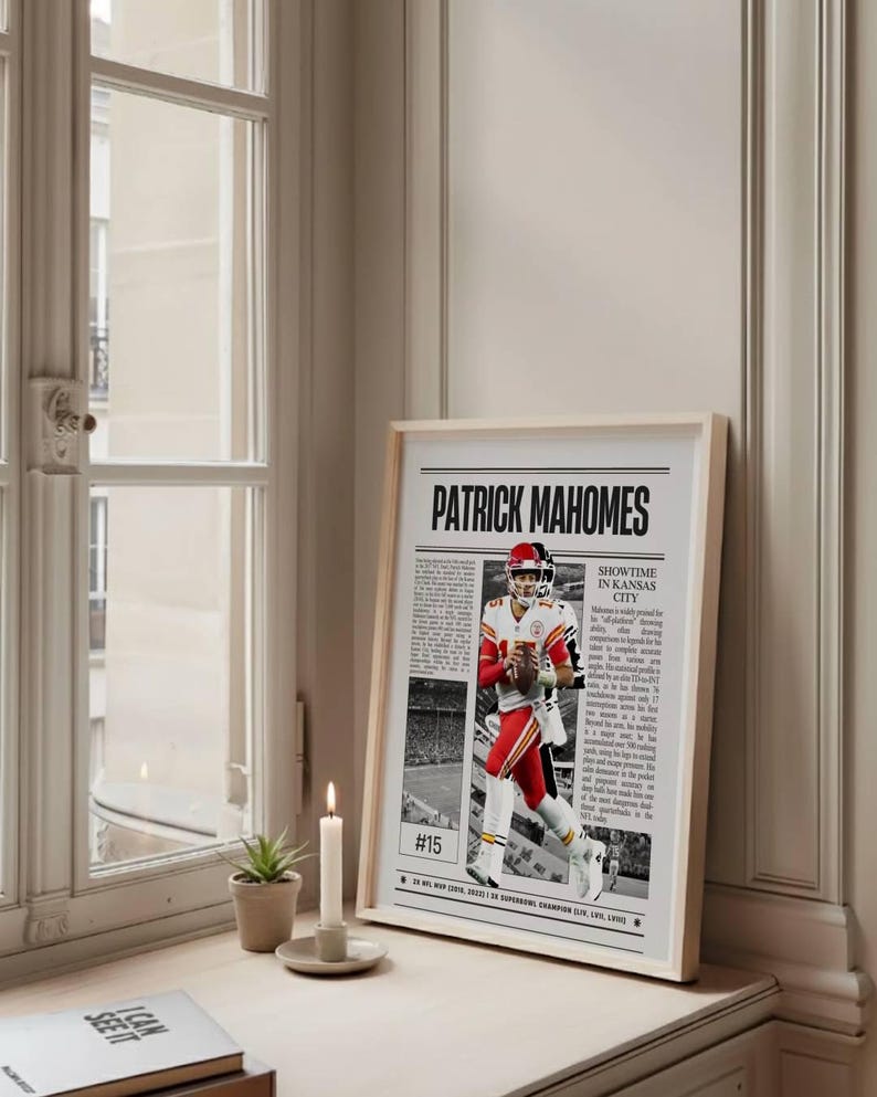 Patrick Mahomes 3D Newspaper Printed Poster | Stats Football Wall Art ...