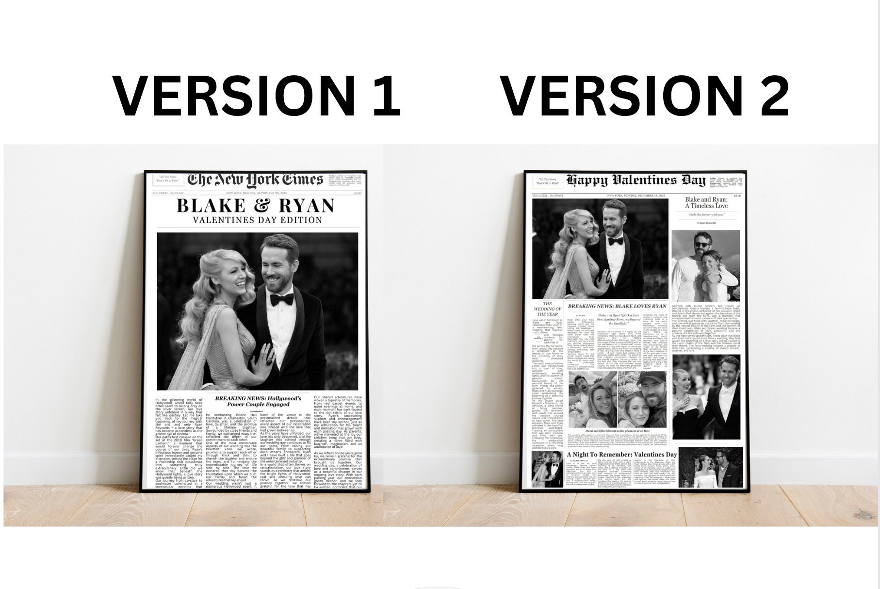 Custom Newspaper Headline Romantic Gift Valentine's Day Wedding ...