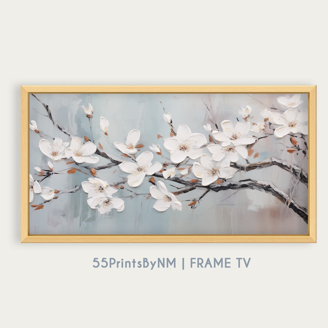 Flower Art for Frame TV Oil Painting Brush Strokes Vintage Digital ...
