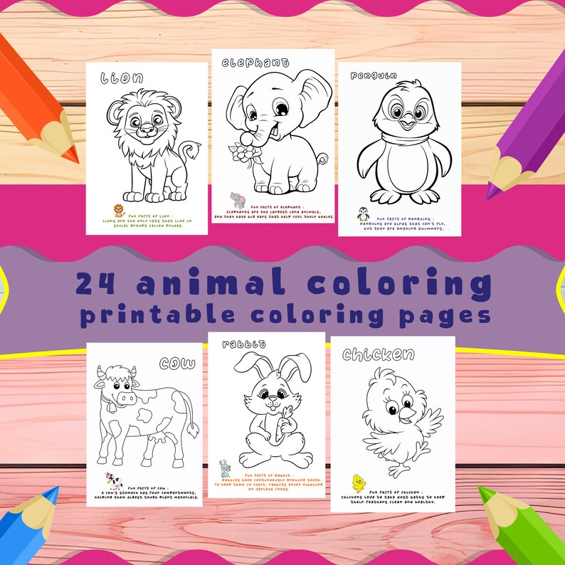 24 Printable Animal Coloring Pages for Kids, Kids Coloring Book ...