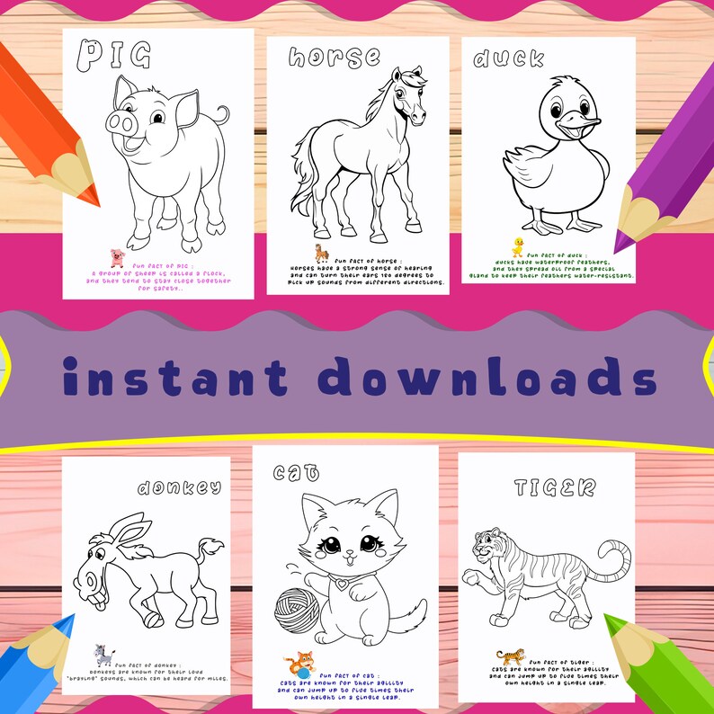 24 Printable Animal Coloring Pages for Kids, Kids Coloring Book ...