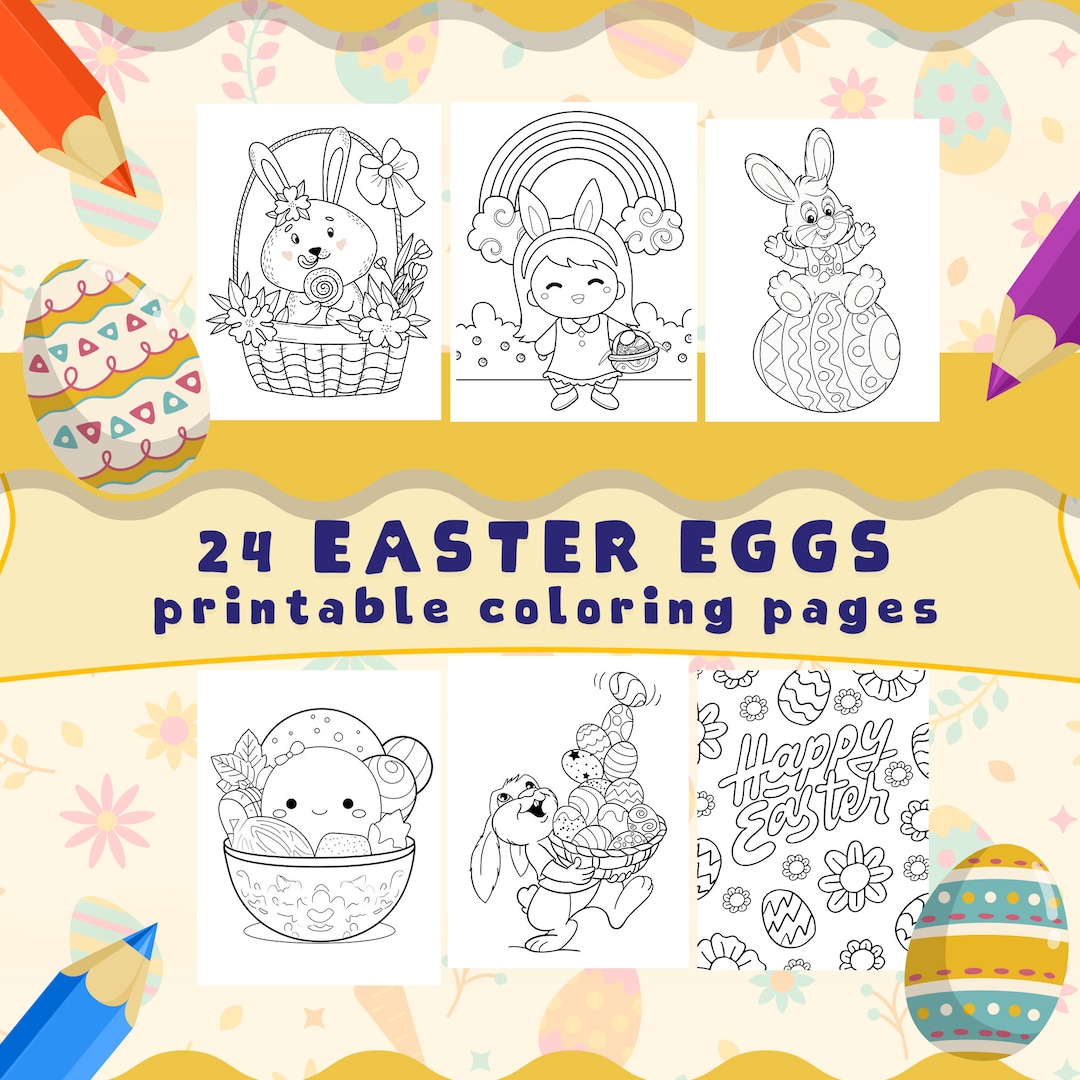 24 Easter Coloring Pages for Kids, Kids Coloring Book, Easter Printable ...
