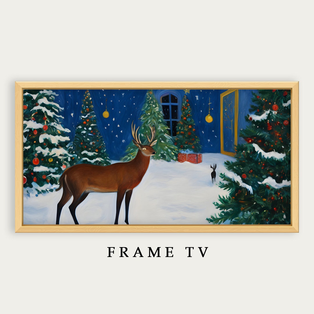 Samsung Frame TV Art Reindeer & Christmas Tree | Christmas Frame TV Art ...