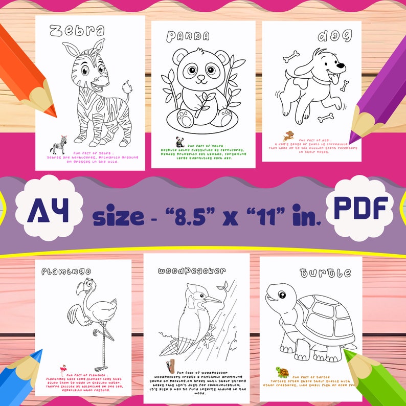 24 Printable Animal Coloring Pages for Kids, Kids Coloring Book ...