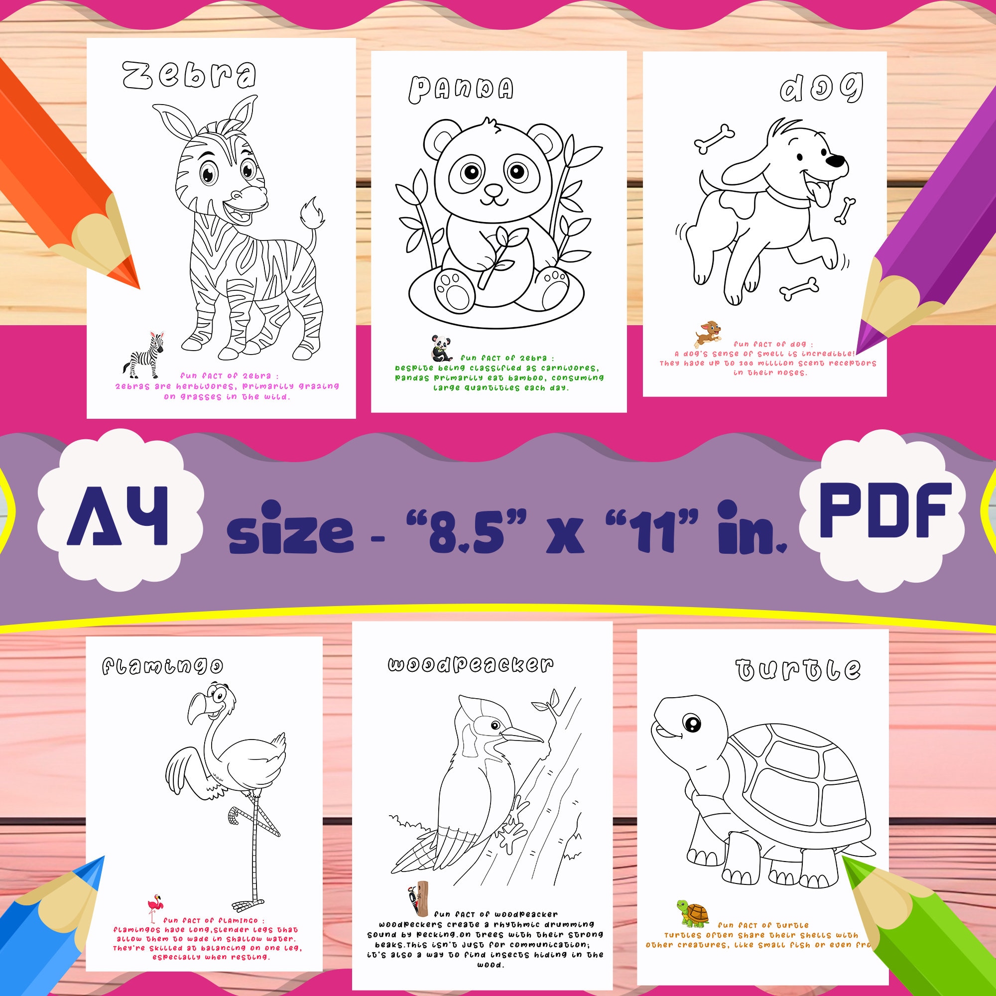 24 Printable Animal Coloring Pages for Kids, Kids Coloring Book ...