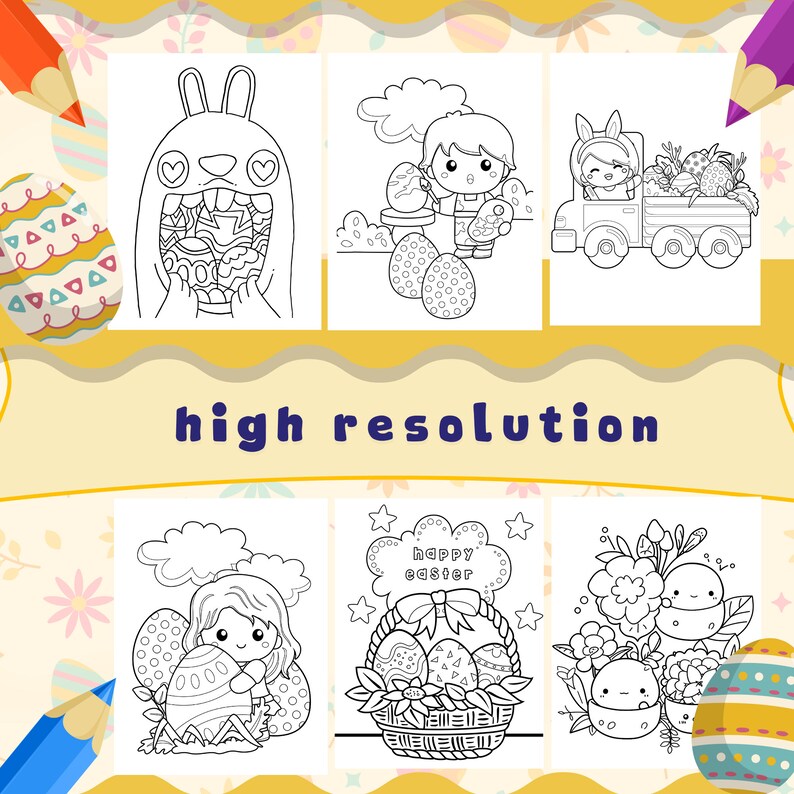 24 Easter Coloring Pages for Kids, Kids Coloring Book, Easter Printable ...