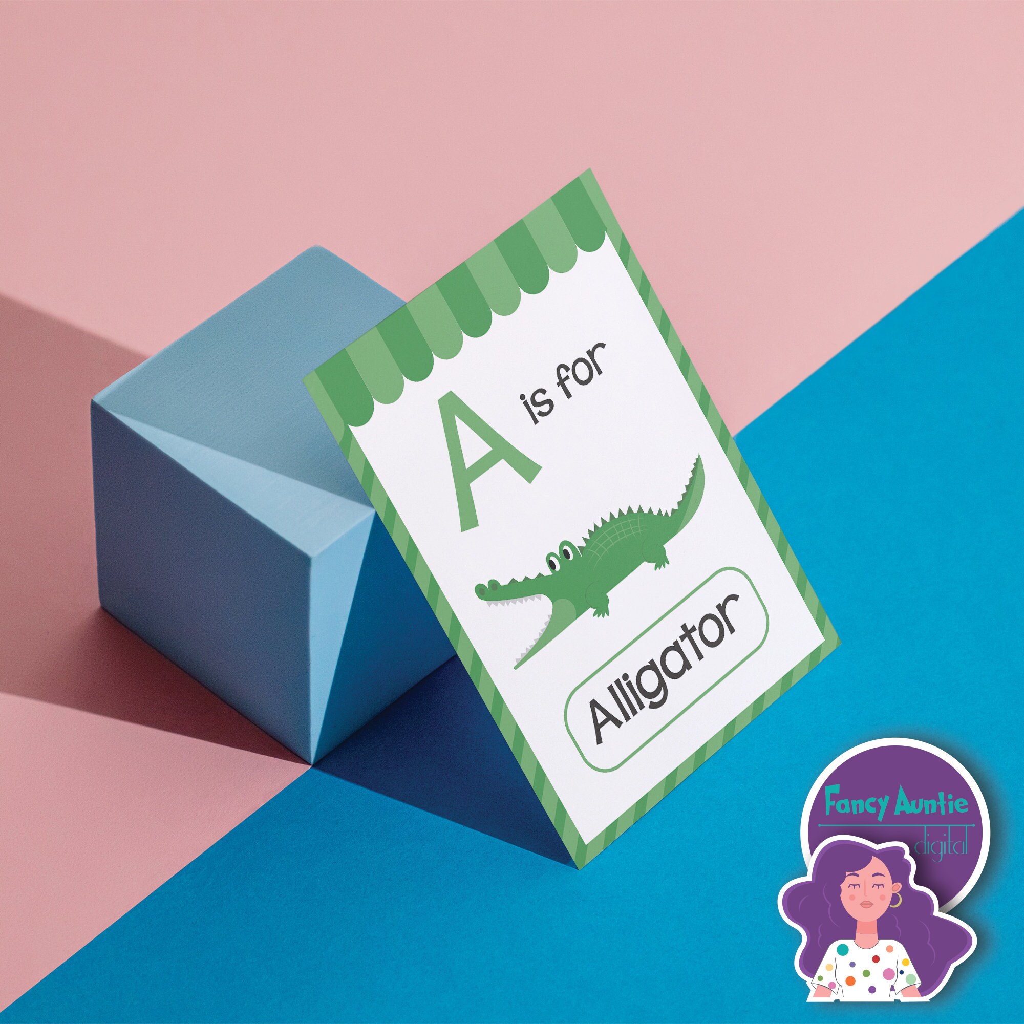 Cute ABC Flash Cards for Kids, Digital Printable A-Z Learning Set ...