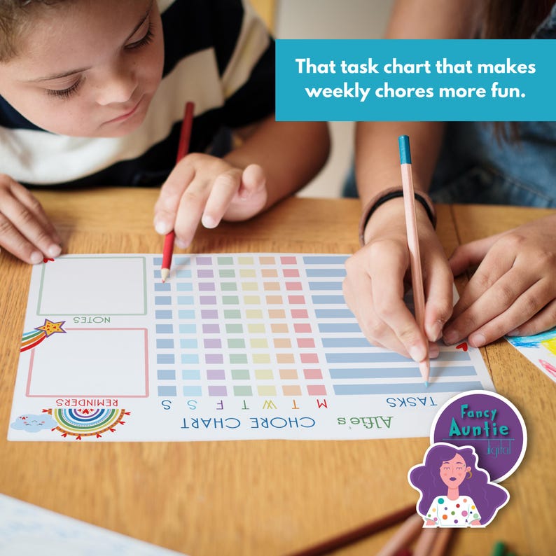 Colorful Printable Chore Chart for Kids: Daily and Weekly Task Tracker ...