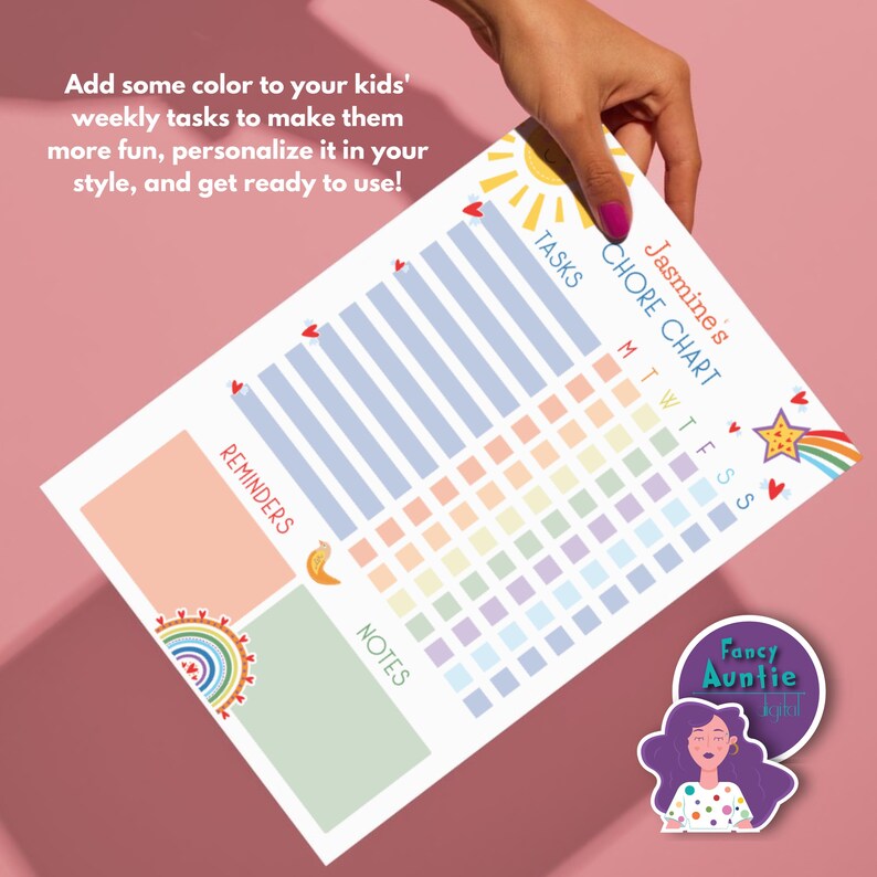 Colorful Printable Chore Chart for Kids: Daily and Weekly Task Tracker ...