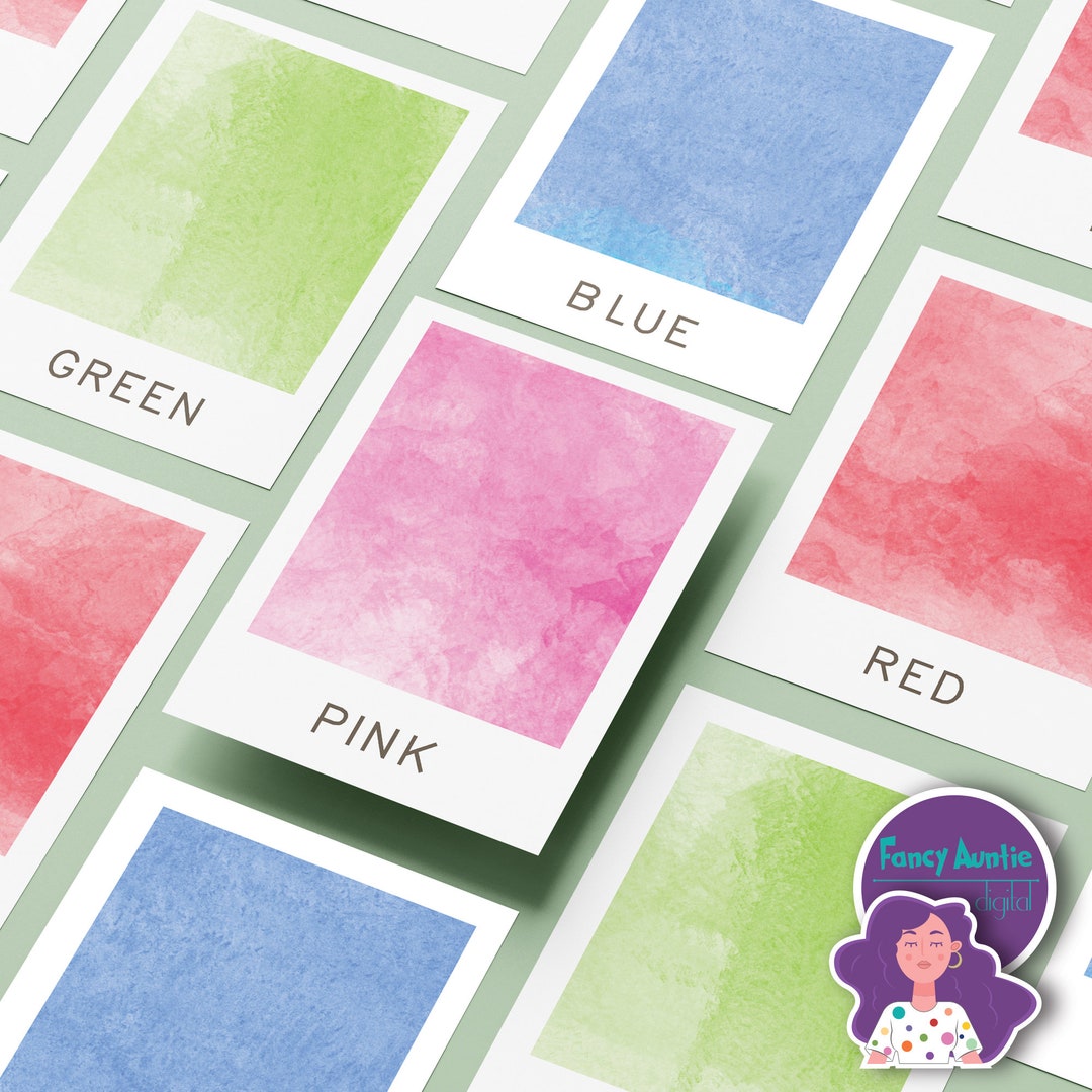 Printable 12 Colour Flash Cards for Kids, Digital Download Educational ...