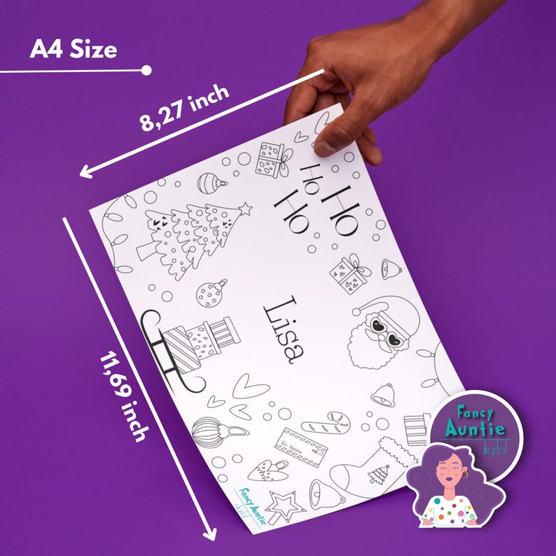 Personalized Christmas Coloring Pages and Tree Ornaments - Digital ...