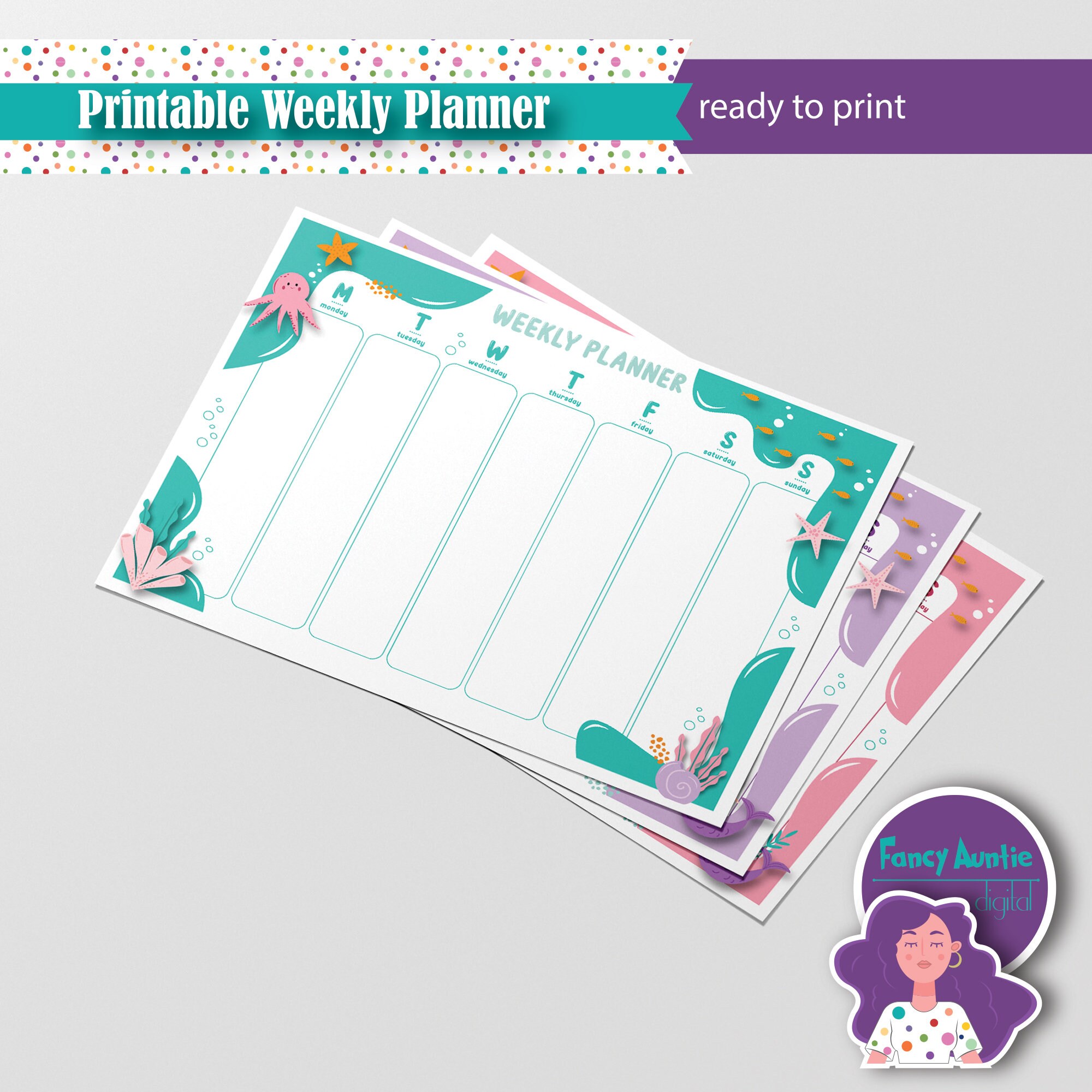 Little Mermaid Weekly Planner for Little Girls Digital - Etsy