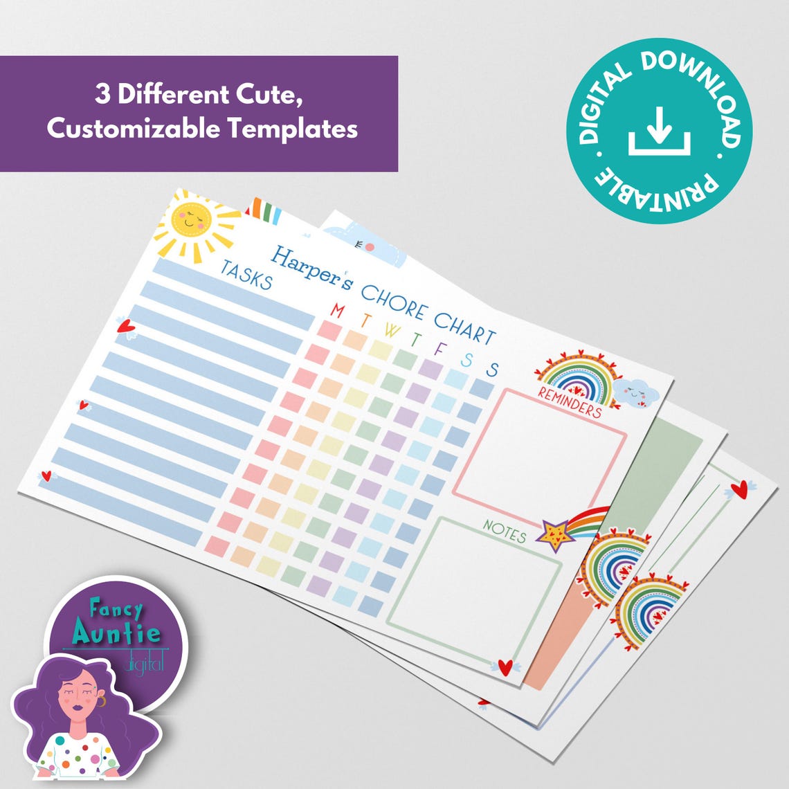 Colorful Printable Chore Chart for Kids: Daily and Weekly Task Tracker ...
