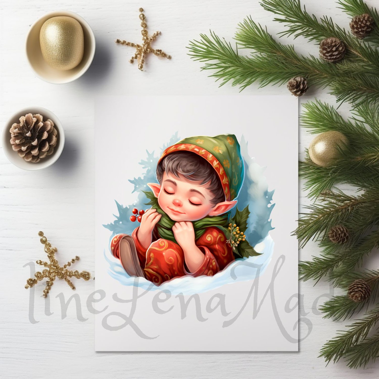 Christmas Elf Sleeping on a Cloud in PNG and JPG Format, Christmas Elf ...