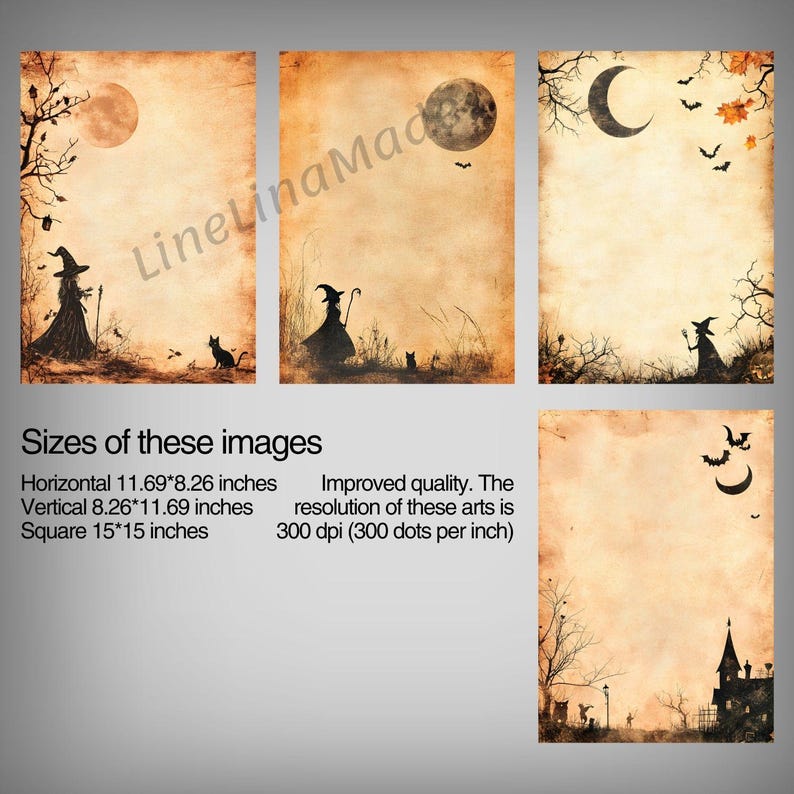 Decor With Dark Scary Witches for Halloween. Junk Journal Halloween ...