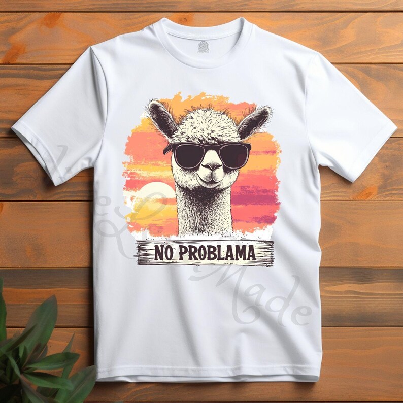 No Probllama, PNG Clipart for Printing, Digital Illustration, Vintage ...