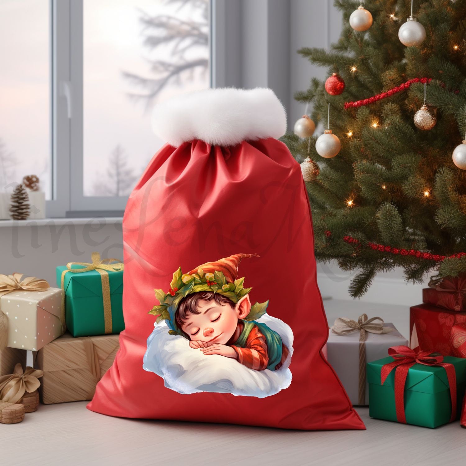 Cute Christmas Elf Sleeping on a Cloud in PNG and JPG Format - Etsy