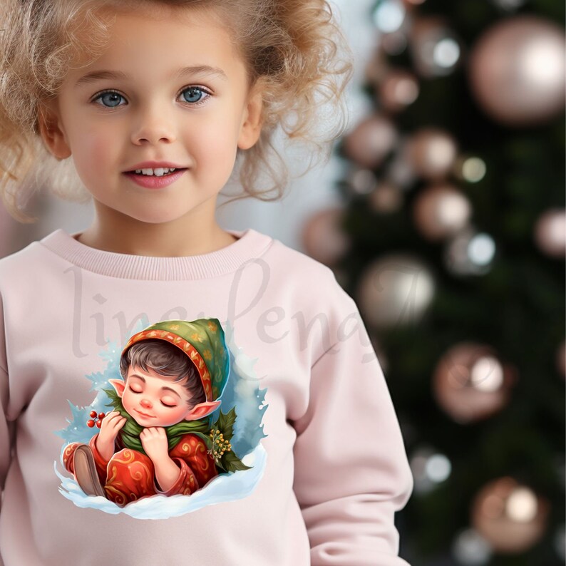 Christmas Elf Sleeping on a Cloud in PNG and JPG Format, Christmas Elf, Cute Christmas Clipart ...