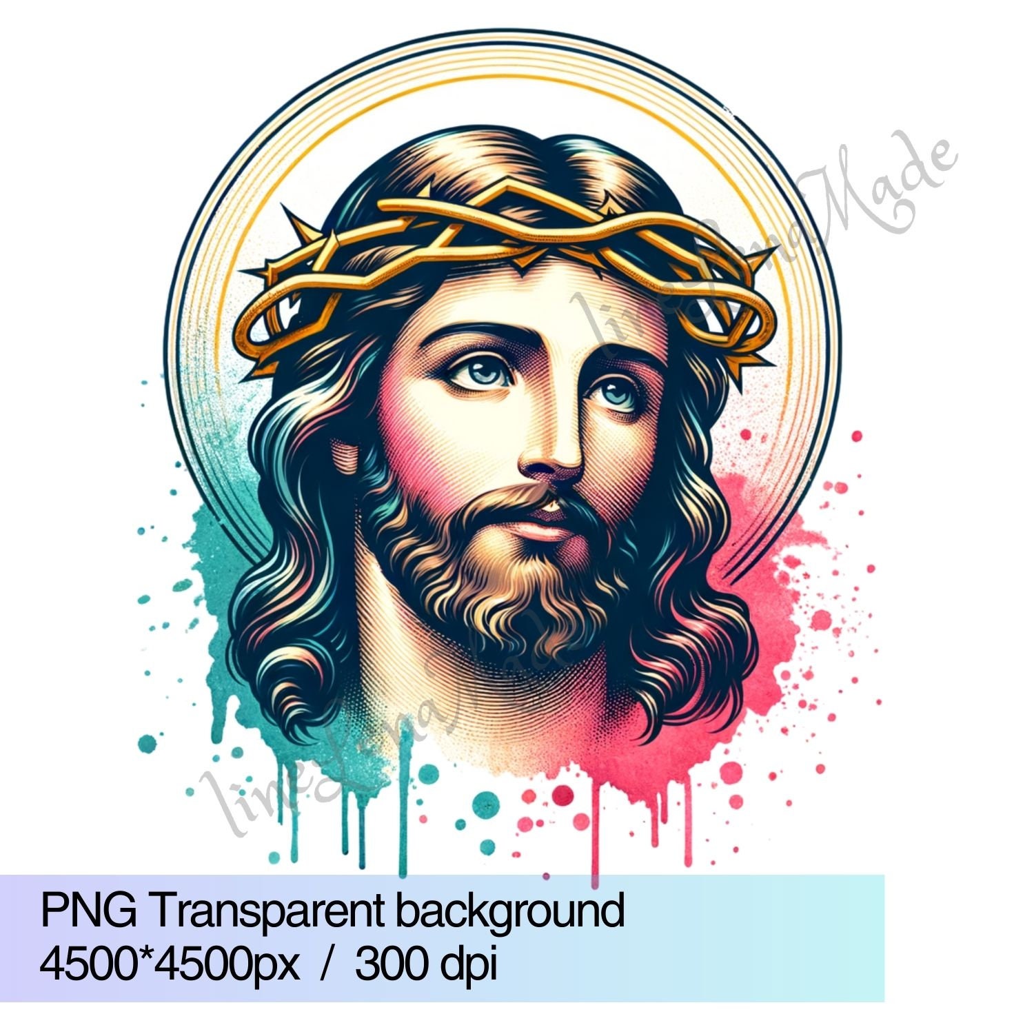 Christian Easter Jesus PNG, Crown of Thorns, Sublimation Design ...