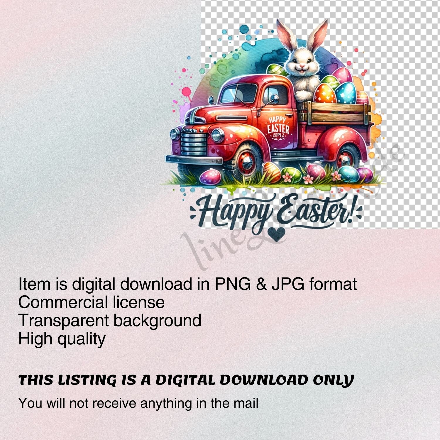 Happy Easter, Easter Truck With Bunny PNG, Easter Clipart, Easter Truck ...