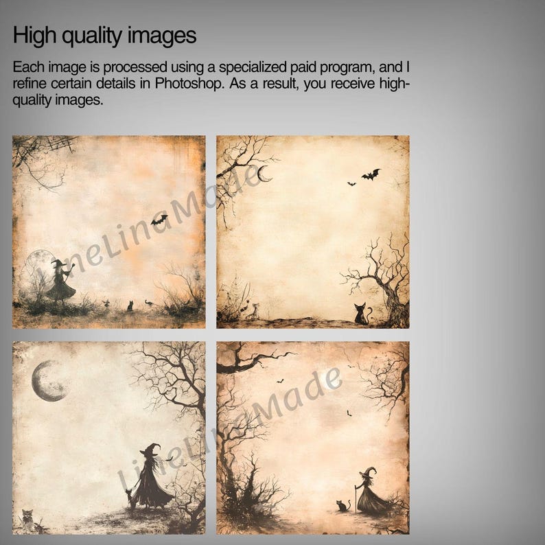 Decor With Dark Scary Witches for Halloween. Junk Journal Halloween ...