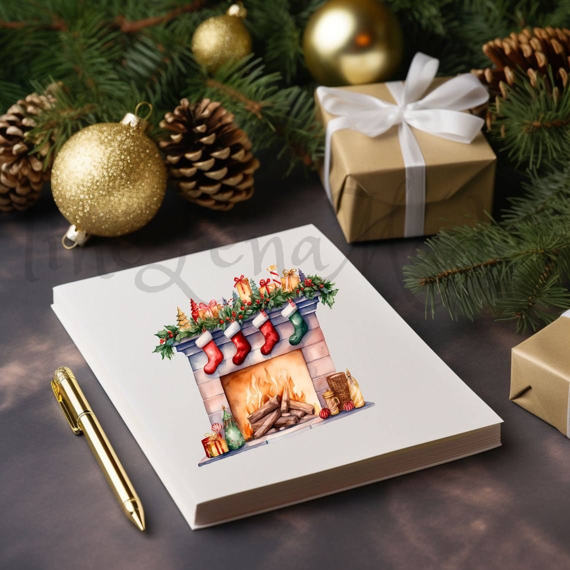 Christmas Clipart Fireplace With Christmas Stockings, High Quality PNG ...