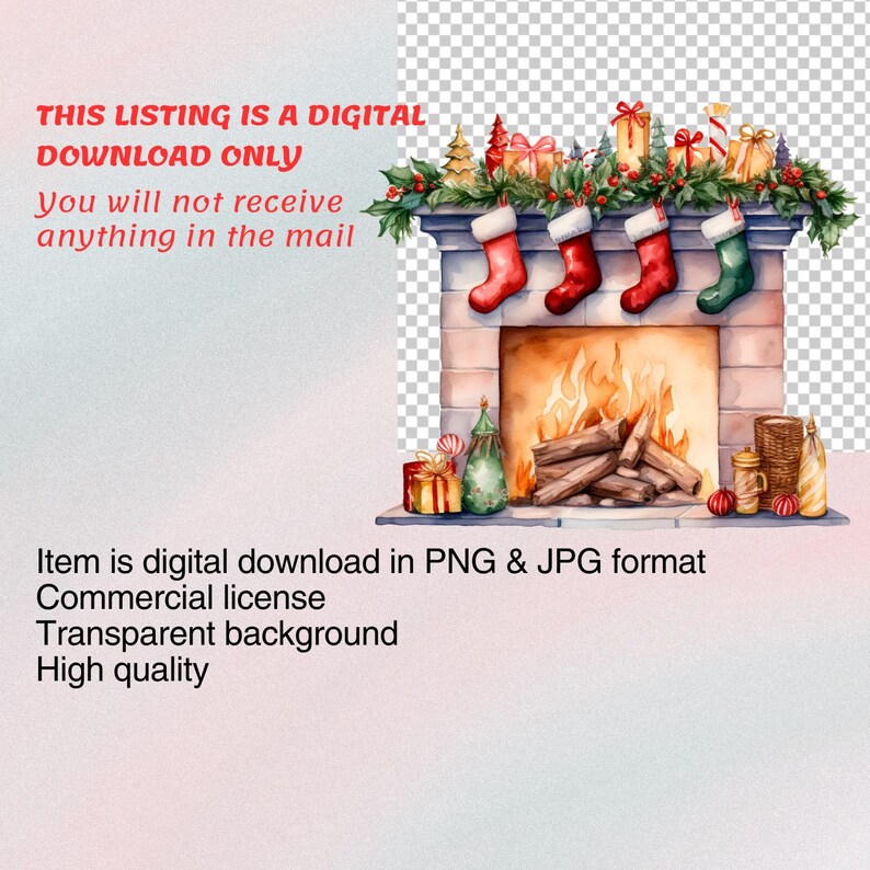 Christmas Clipart Fireplace With Christmas Stockings, High Quality PNG ...