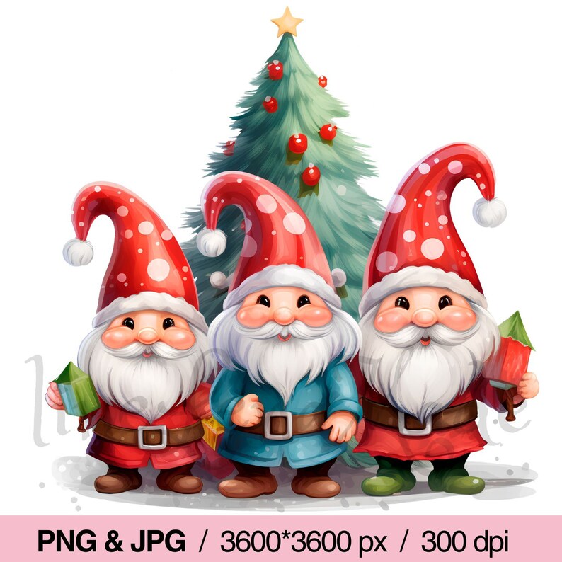 Christmas Elves With Christmas Tree in PNG and JPG Format, Cute ...
