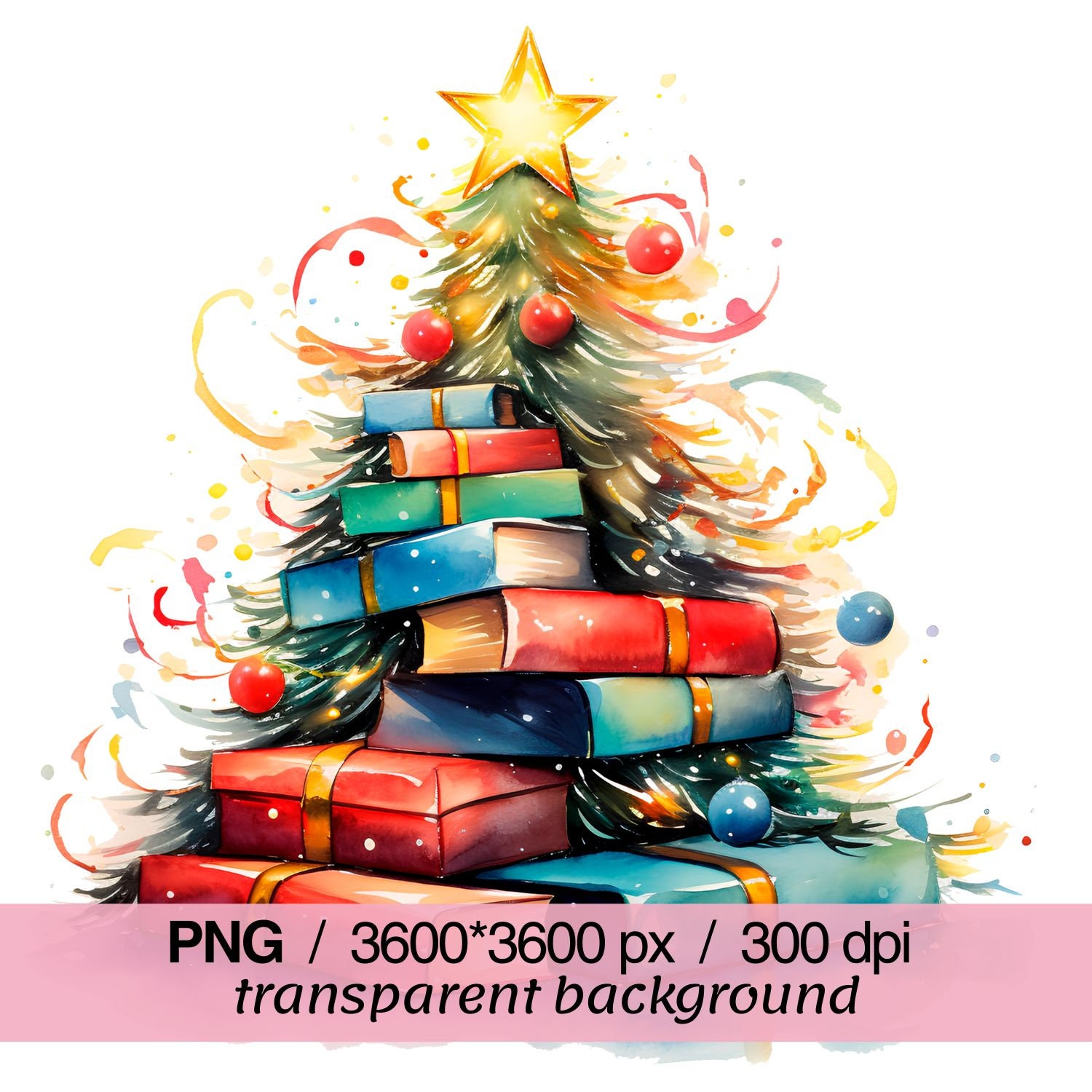 Christmas Tree From a Stack of Books in PNG Format on a Transparent ...