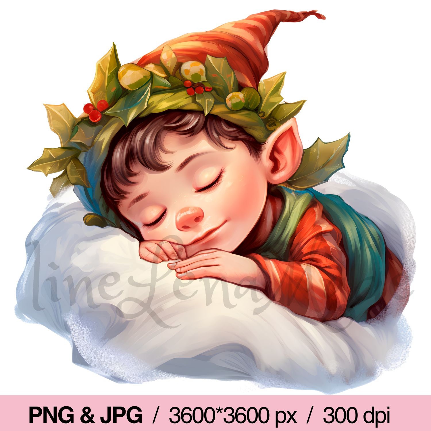 Cute Christmas Elf Sleeping on a Cloud in PNG and JPG Format - Etsy