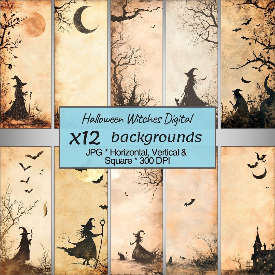 Decor With Dark Scary Witches for Halloween. Junk Journal Halloween ...