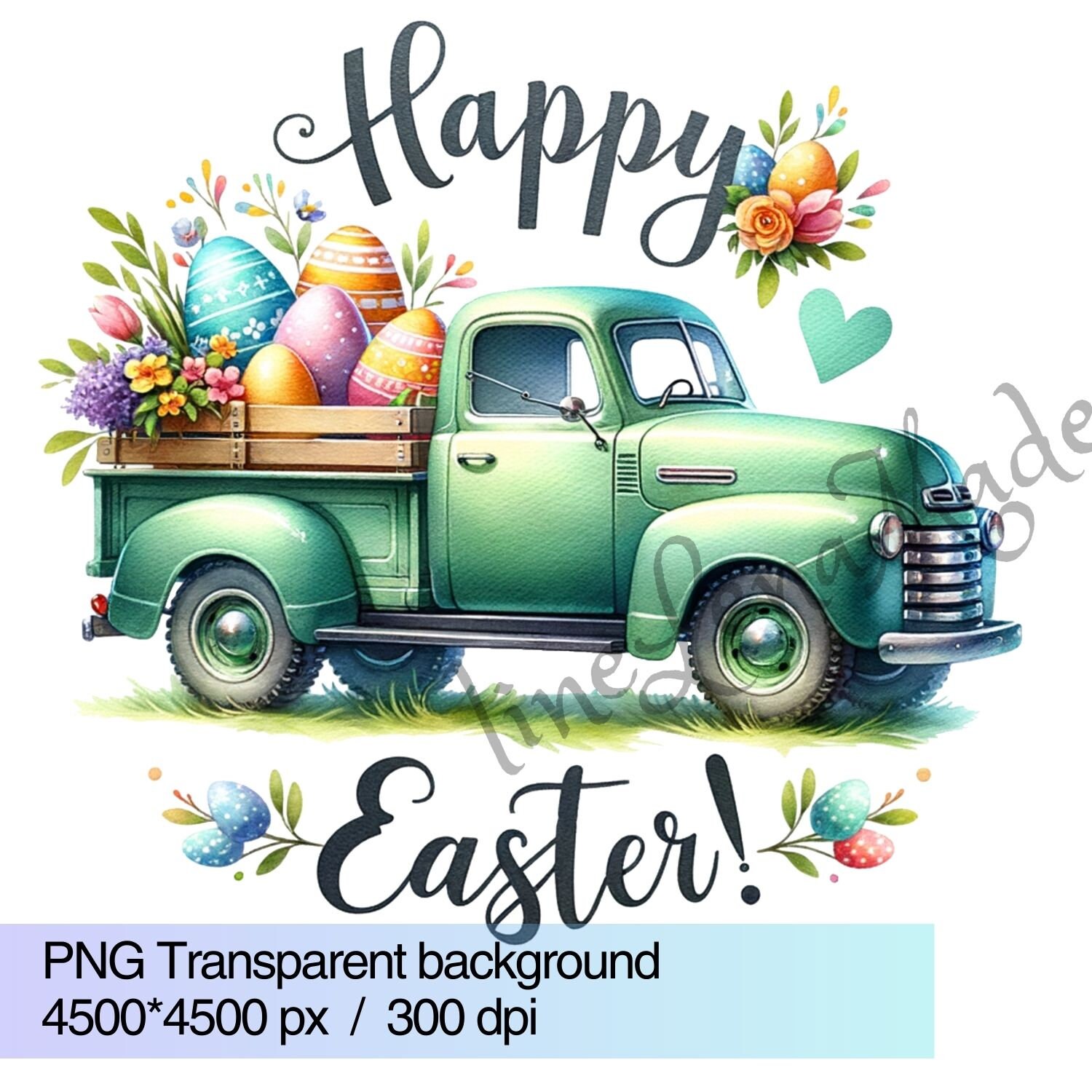 Easter Green Truck in PNG, Happy Easter, Easter Clipart, Easter Truck ...