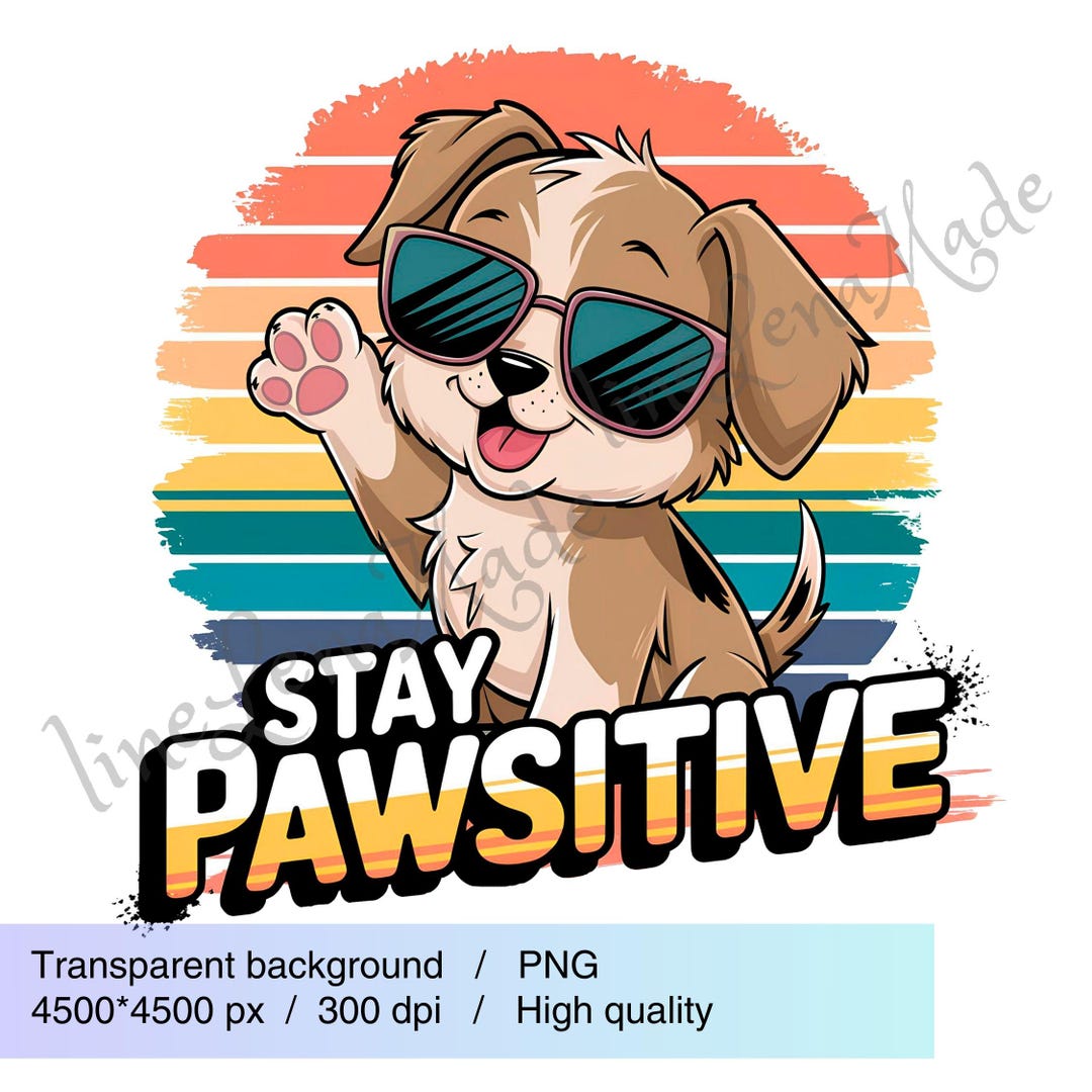 Digital Illustration Cute Puppy Clipart in Png, With Text Stay ...